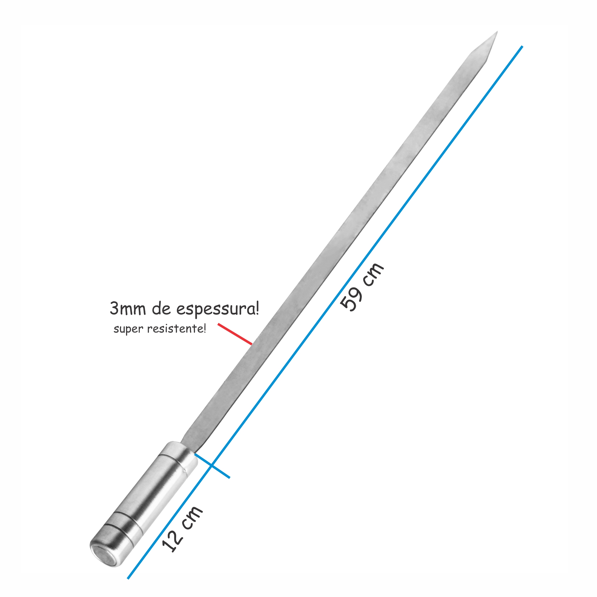 Espeto de Churrasco Profissional Inox Barra Chata 60cm - Máquinas, Equipamentos e Utensílios ...