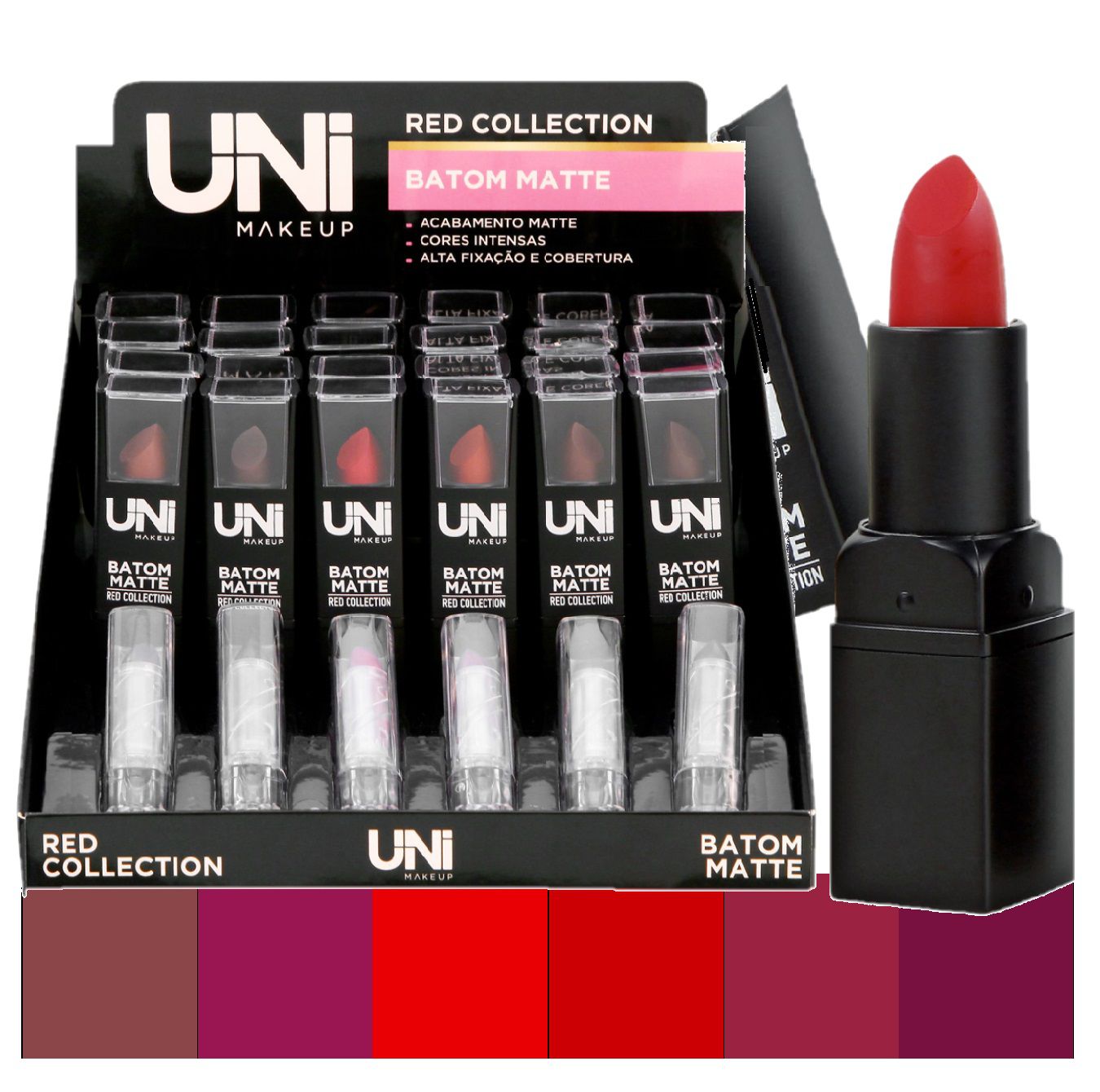 Uni Makeup - Batom Matte Red Collection BA37DS - 6 Unid - Distribuidora ...