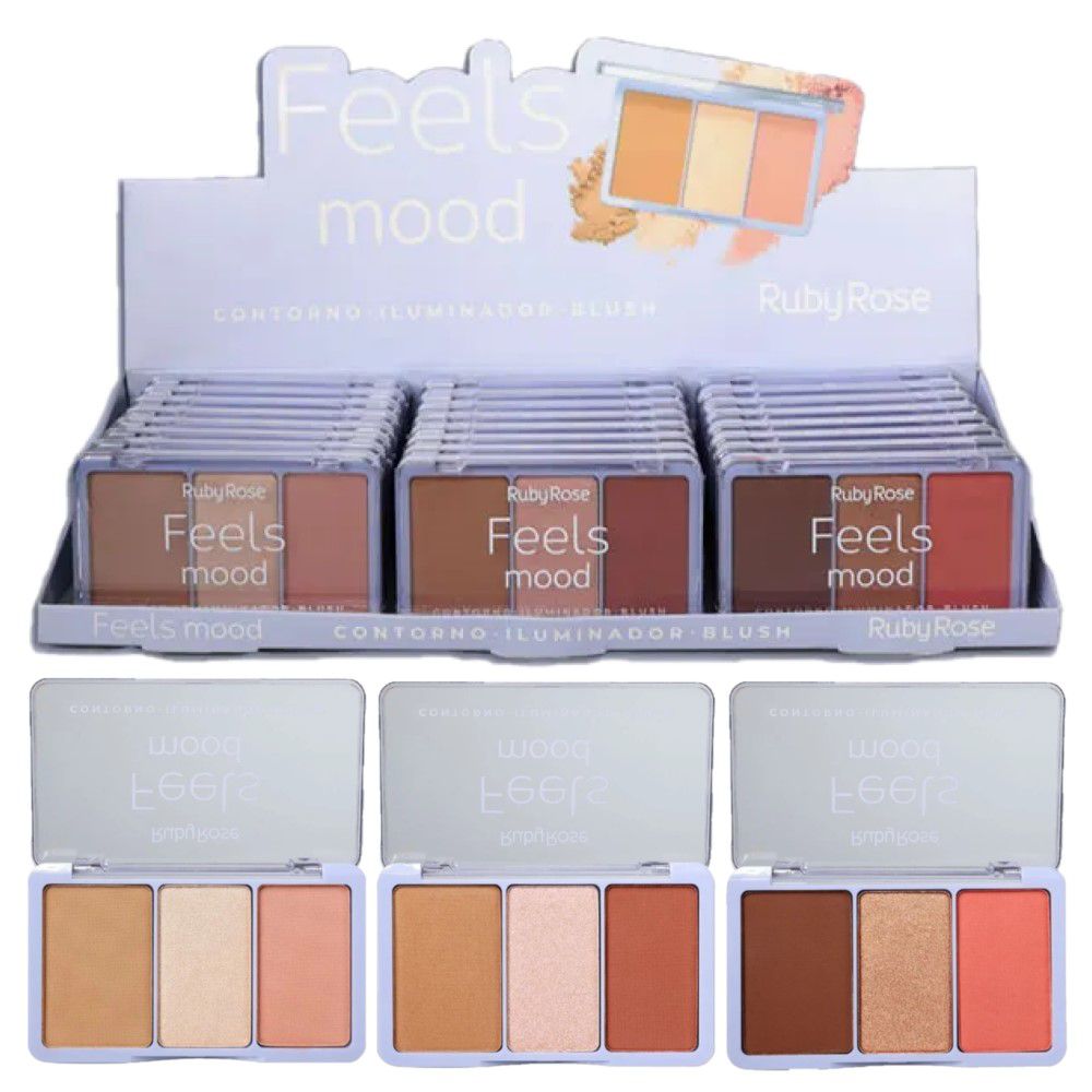 Ruby Rose - Kit Contorno, Iluminador e Blush HB7526 - 03 Und ...