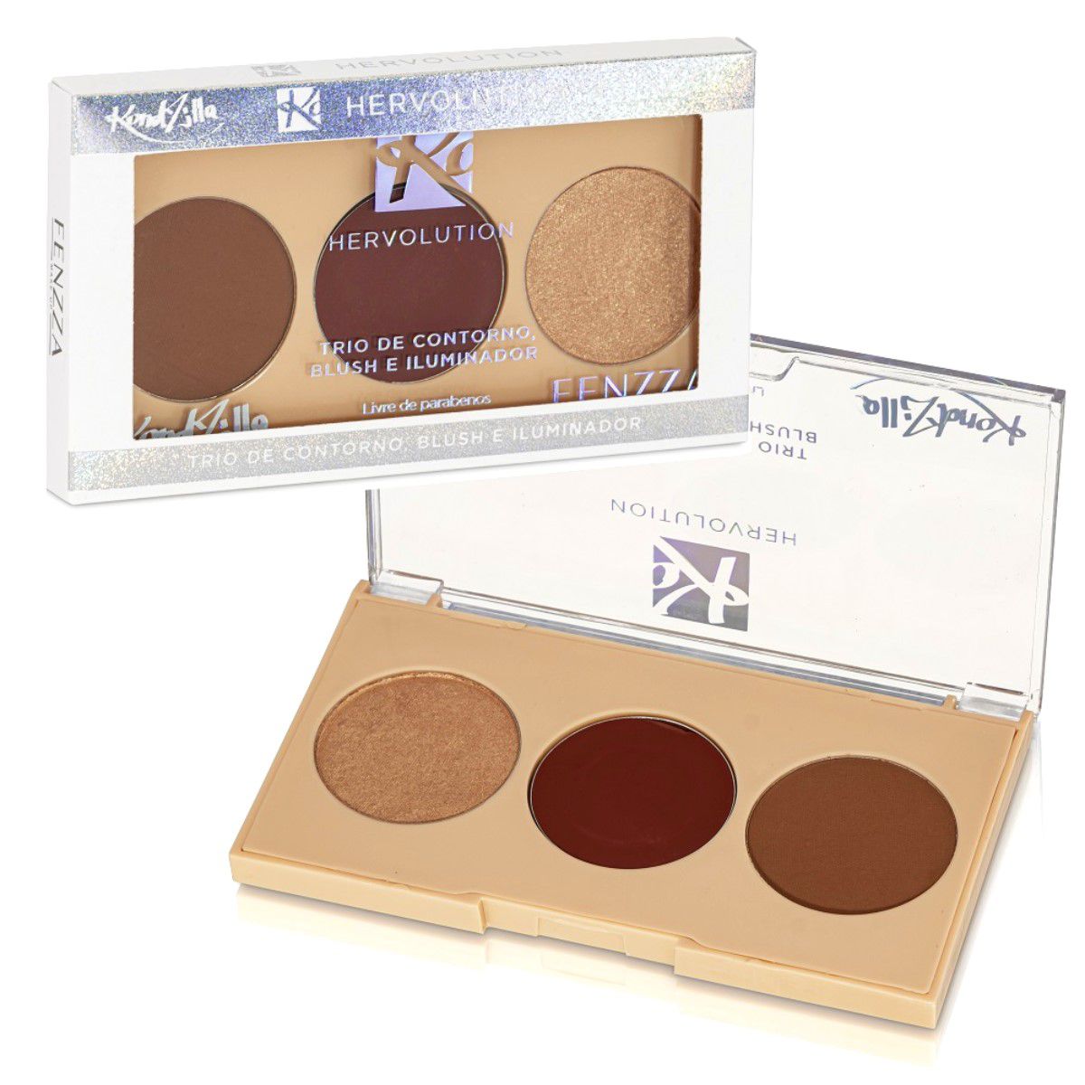 12 Paleta Hervolution Fenzza Atacado , Contorno, Blush e Iluminador ...