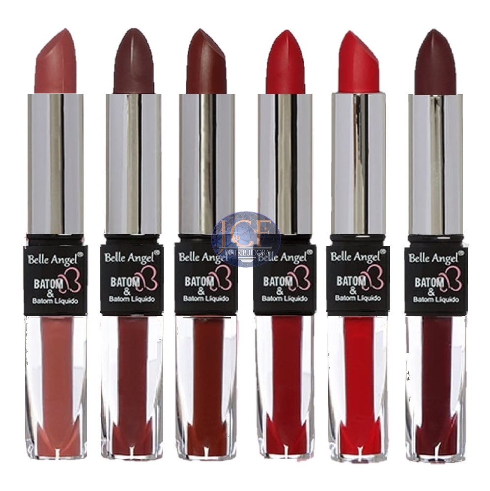 Batom 2 em 1 Duo Matte Atacado Belle Angel B073 B- Box C/24 Unid ...