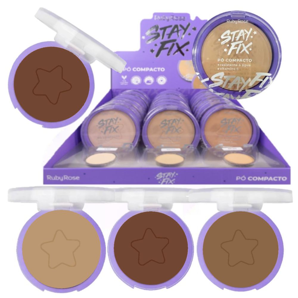 Po Compacto Ruby Rose Atacado Tons Medios Escuros Stay Fix HB857 ...