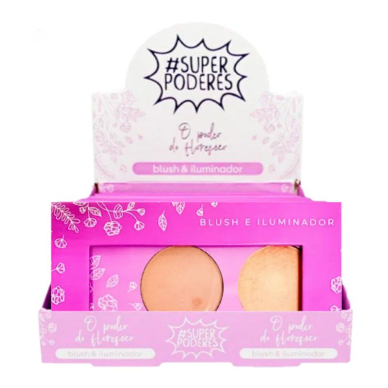 Super Poderes - Blush e Iluminador Florescer Cor 1 - 12 Unid ( Validade ...