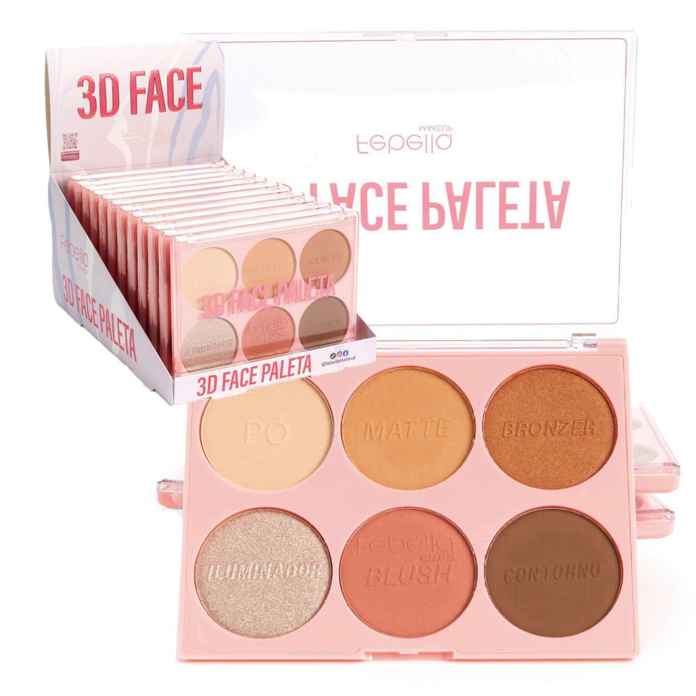 Febella - Paleta 3D Face Contorno, Blush e Iluminador 5055 ...