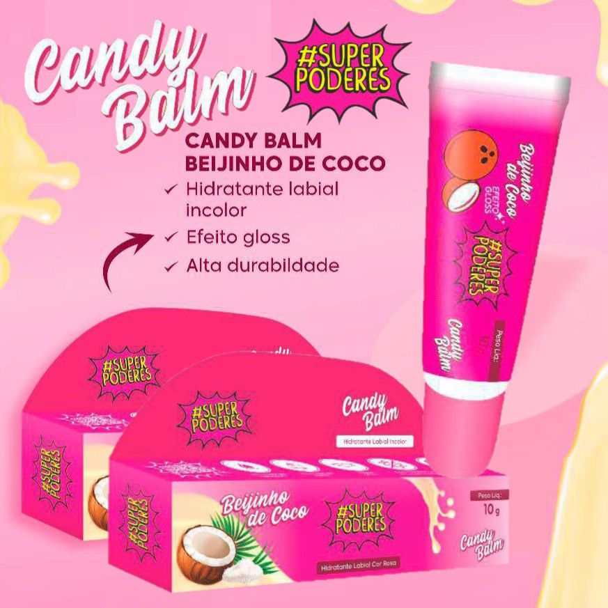 Super Poderes - Candy Balm Beijinho de Coco 10g - 48 Unid - Distribuidora JCF: Maquiagem e ...