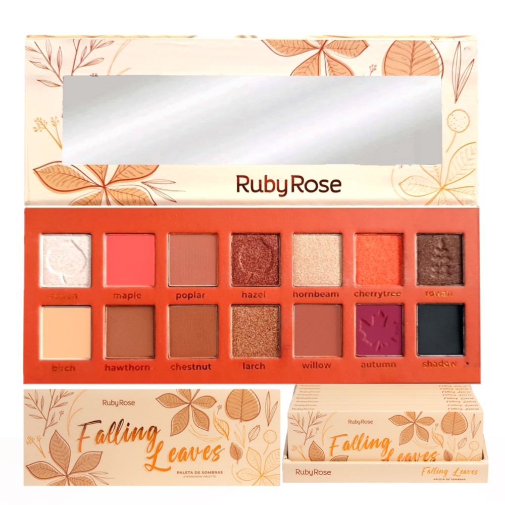 Ruby Rose - Paleta de Sombras Falling Leaves HBF539 - 12 UND - Distribuidora JCF: Maquiagem e ...