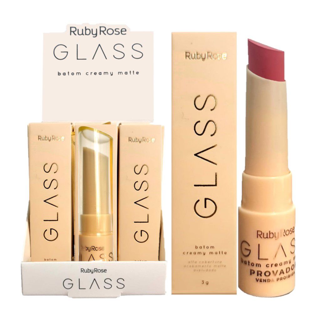 Ruby Rose - Batom Creamy Matte Glass HBF567 GL01 - UNIT - Distribuidora JCF: Maquiagem e ...