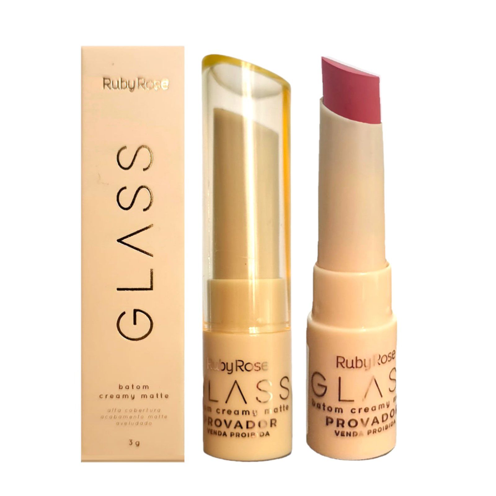 Ruby Rose - Batom Creamy Matte Glass HBF567 GL01 - 12 Unid + Prov ...
