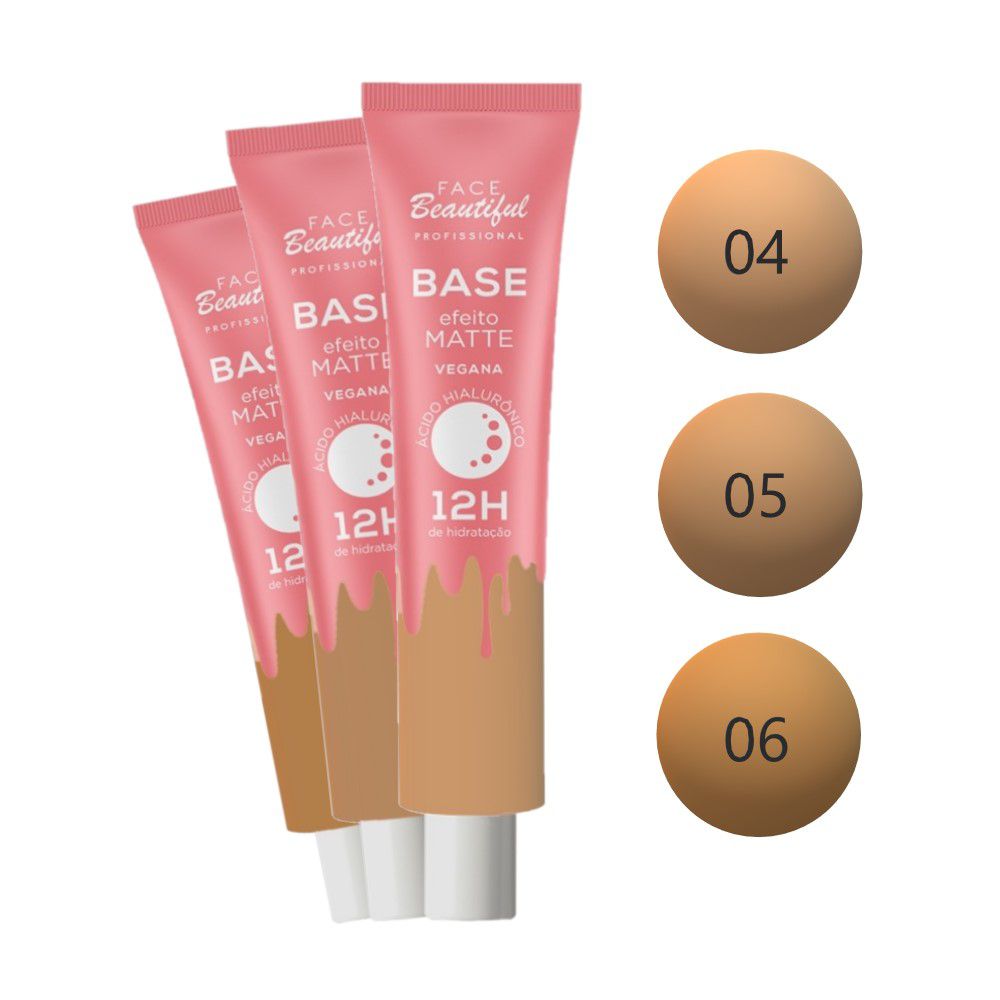 Face Beautiful - Base Matte Vegana 12h Hidrataçao B - 03 UND ...
