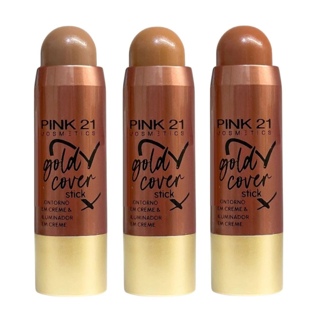 Pink 21 - Contorno e Iluminador Stick Gold Cover - 24 Und ...