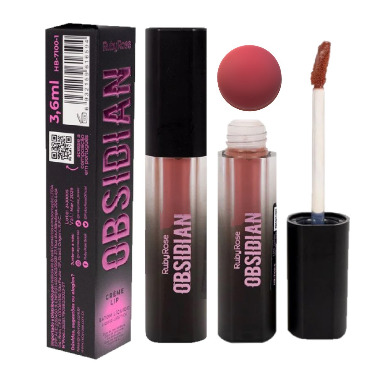Ruby Rose - Batom Liquido Creme Lip Obsidian Vegano 1 a 6 ...