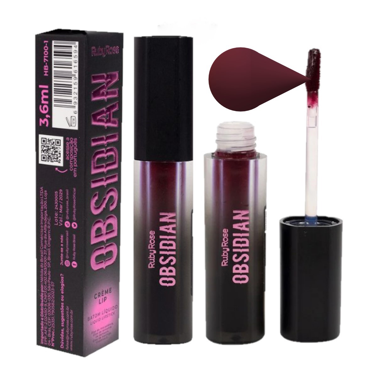 Ruby Rose - Batom Liquido Creme Lip Obsidian Vegano 1 a 6 ...