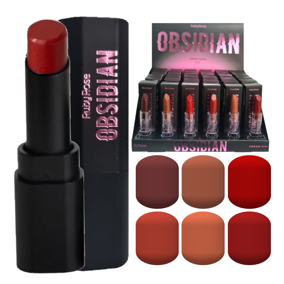 Ruby Rose - Batom Obsidian Cream Satin HB7000 - 36 Und - Distribuidora ...
