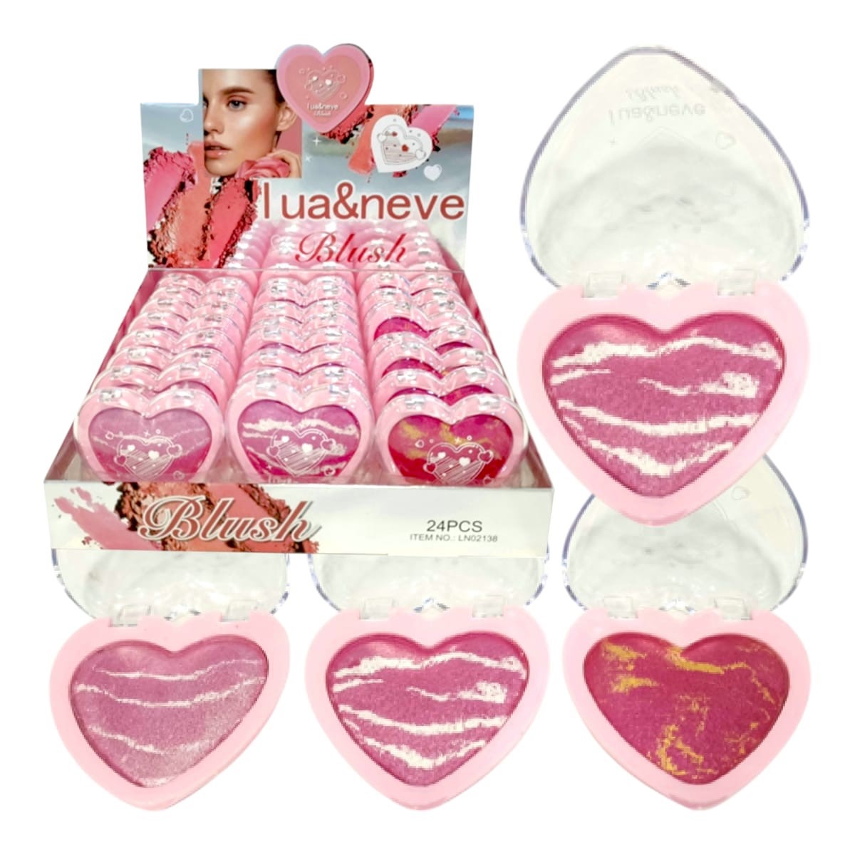 Lua e Neve - Blush Coração LN02138 A - 6 Und (A) - Distribuidora JCF ...