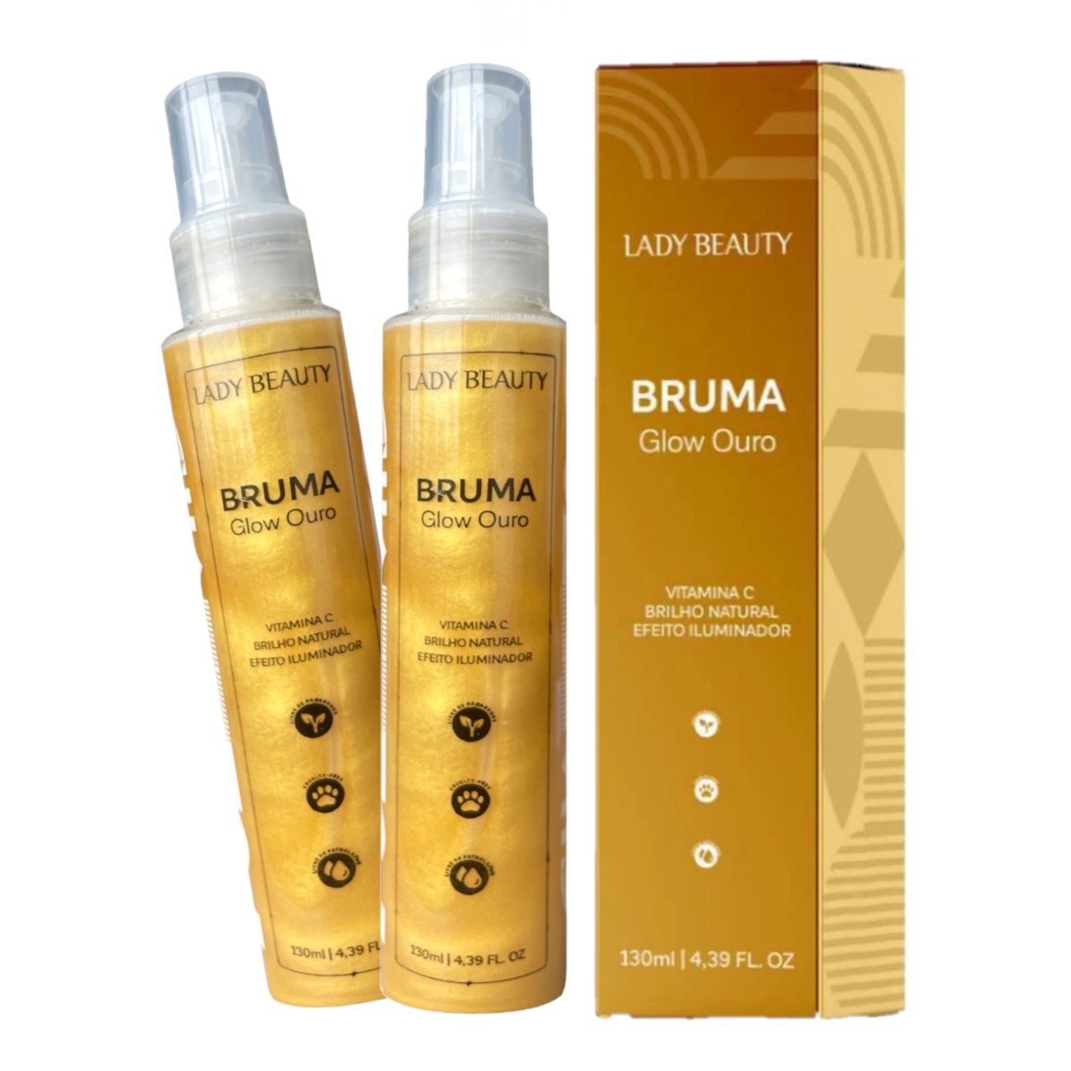 Lady Beauty - Bruma Glow Ouro LB08 - 6 Und - Distribuidora JCF: Maquiagem e Cosméticos no Atacado