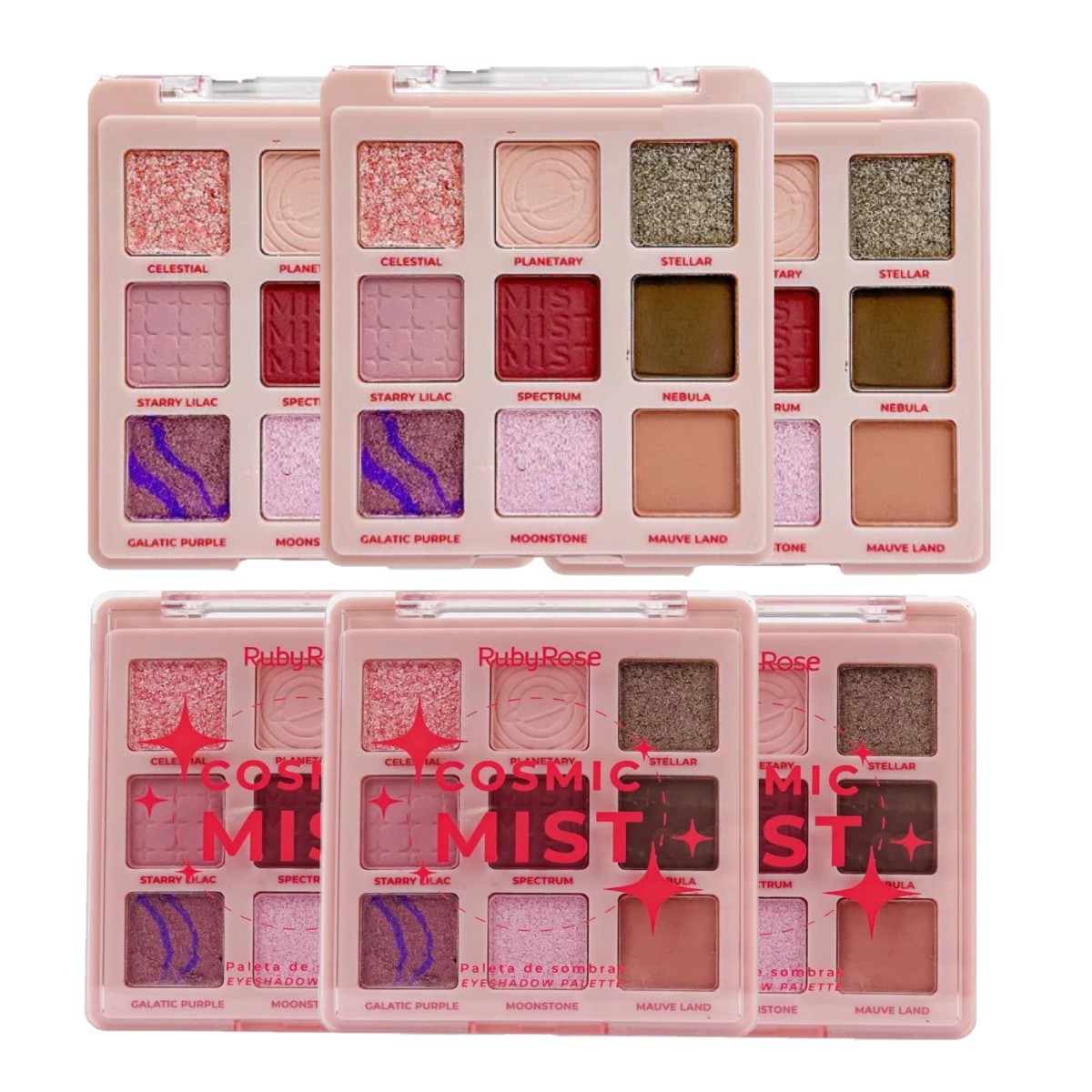 Ruby Rose - Paleta de Sombras Cosmic Mist HBE2204 - 6 Und ...