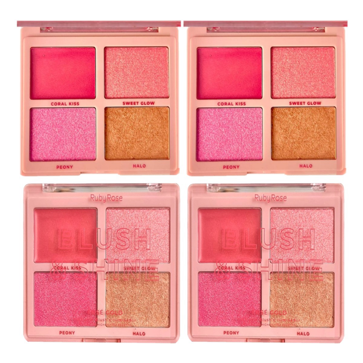 Ruby Rose - Paleta de Blush e Iluminador Rose e Gold - 12 Un ...