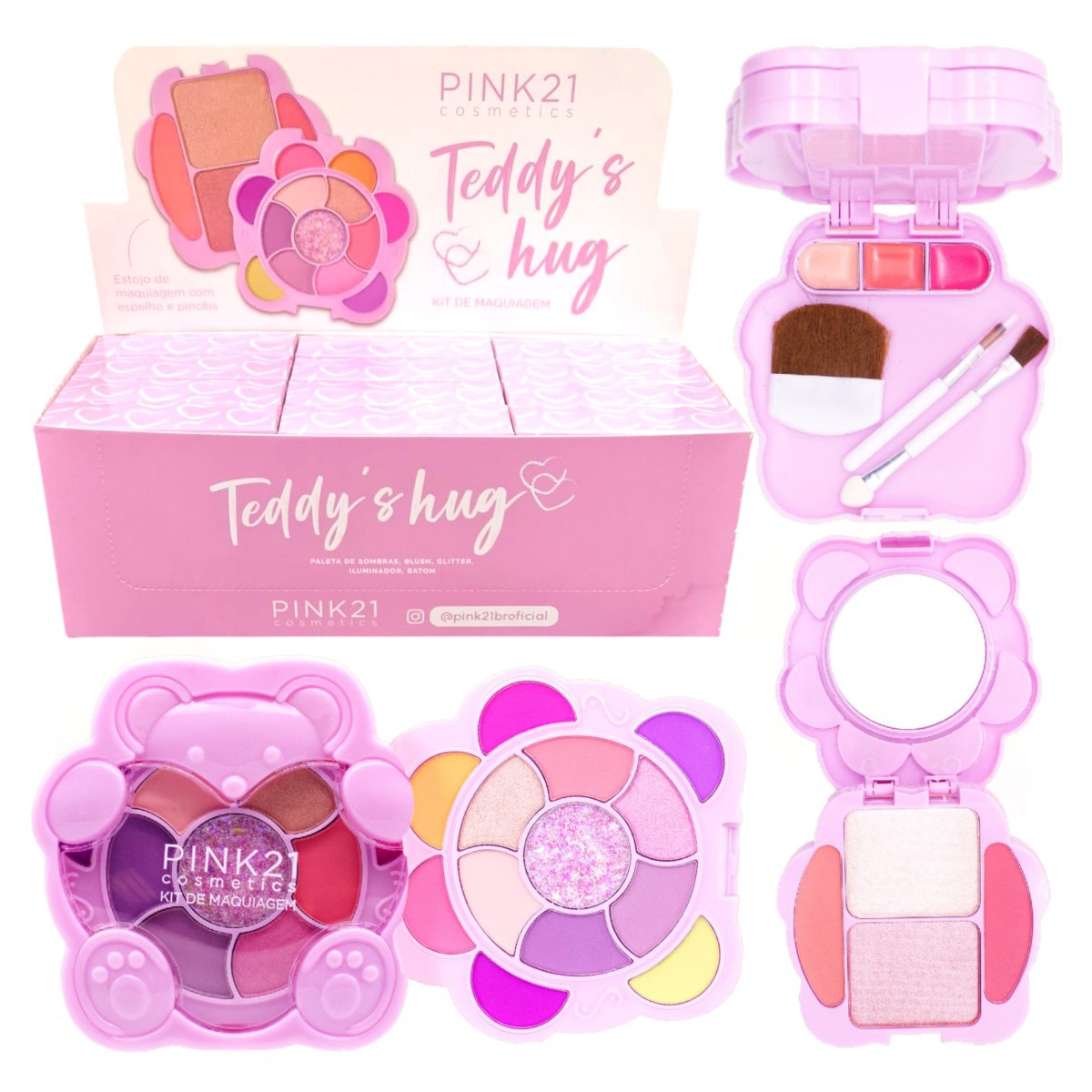 Pink 21 - Kit de Maquiagem com Espelho Urso CS4640 - 6 Kits ...