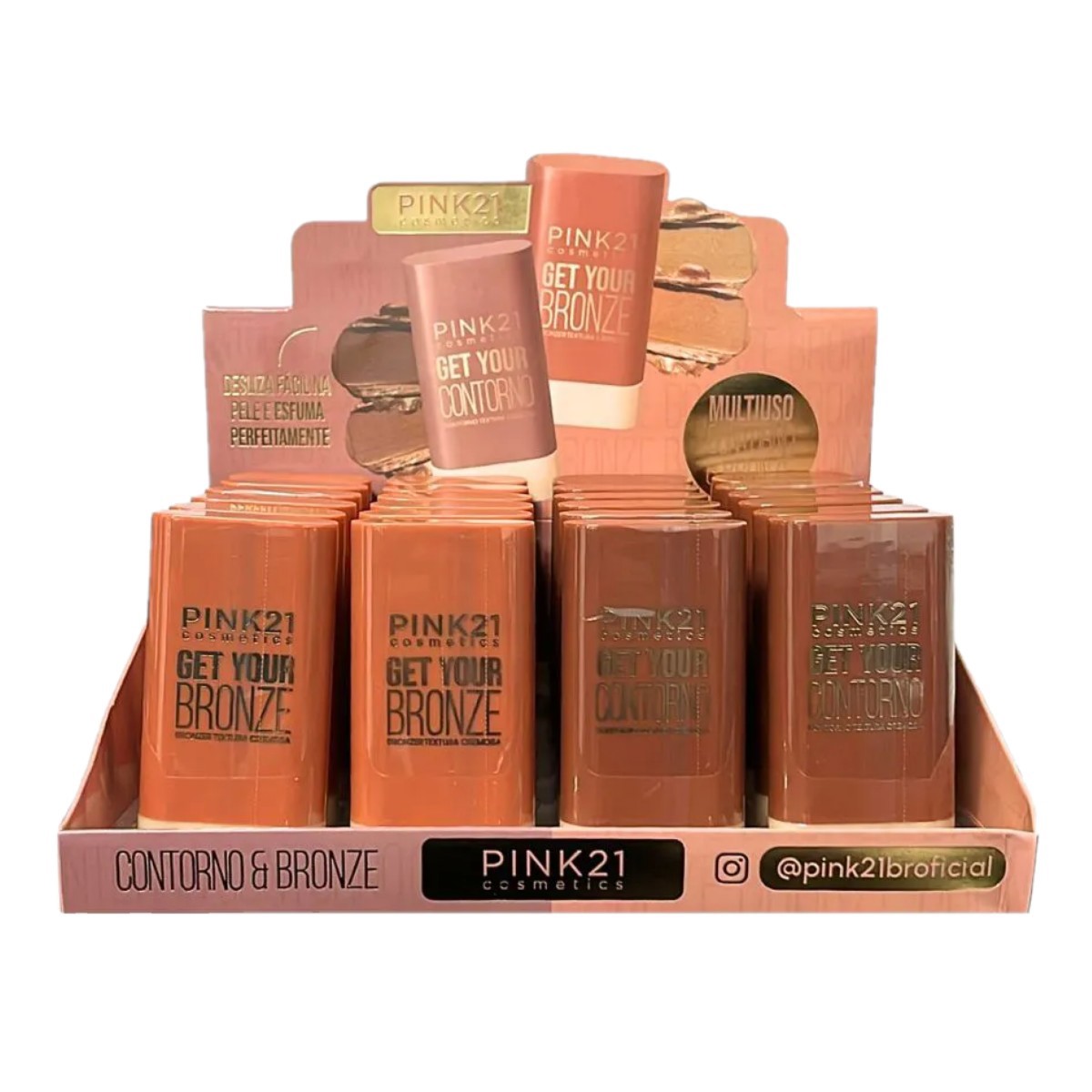 Pink 21 - Bronzer e Contorno Stick Cremoso CS5215 - 24 Und ...
