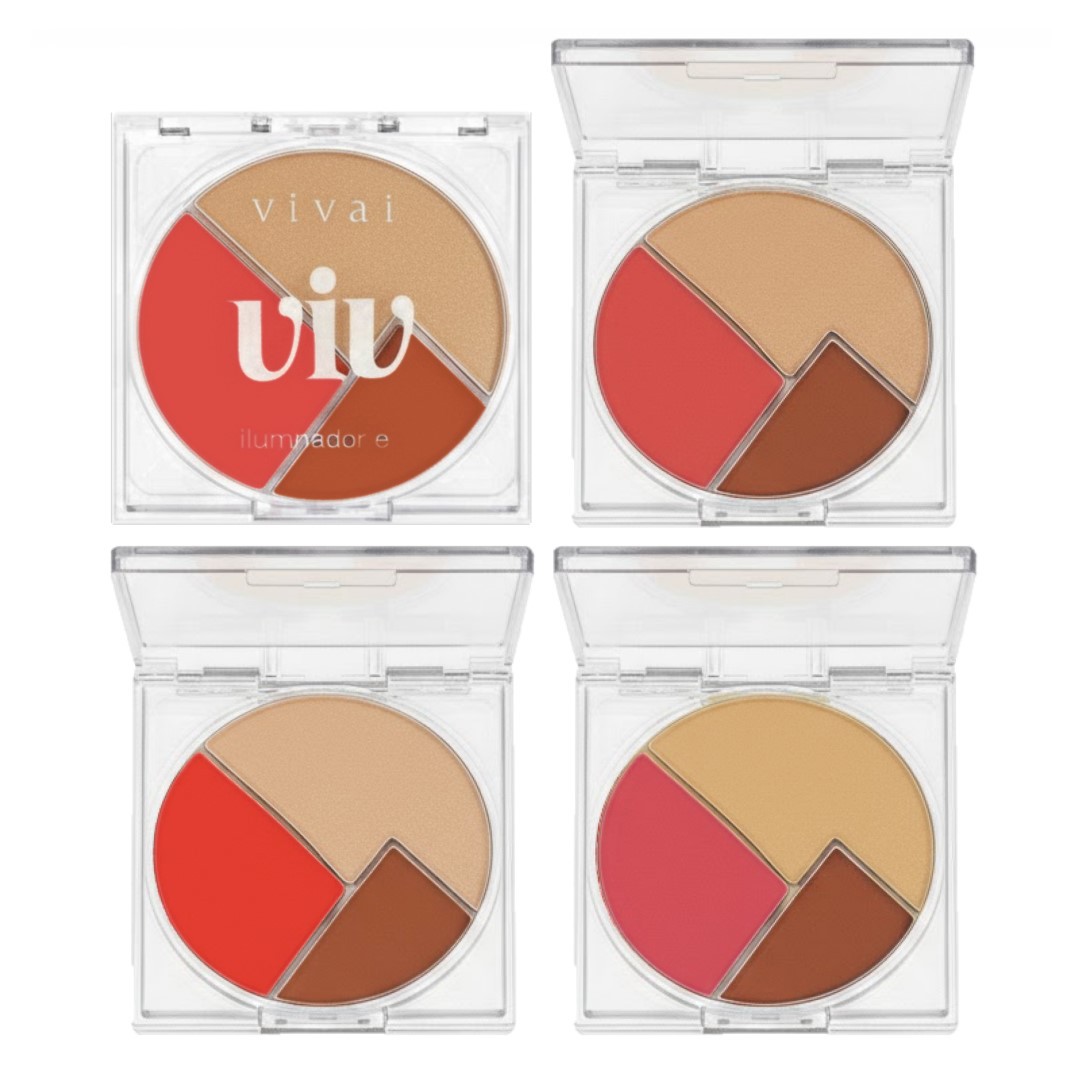 Vivai - Trio Blush Iluminador e Contorno VIV 1120 - Cor A ...