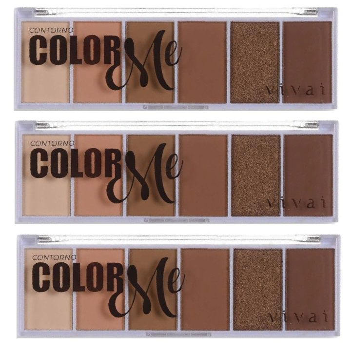 Paleta de Contorno Facial em Pó Color Me Vivai 4033 - Display C/ 12 Un ...
