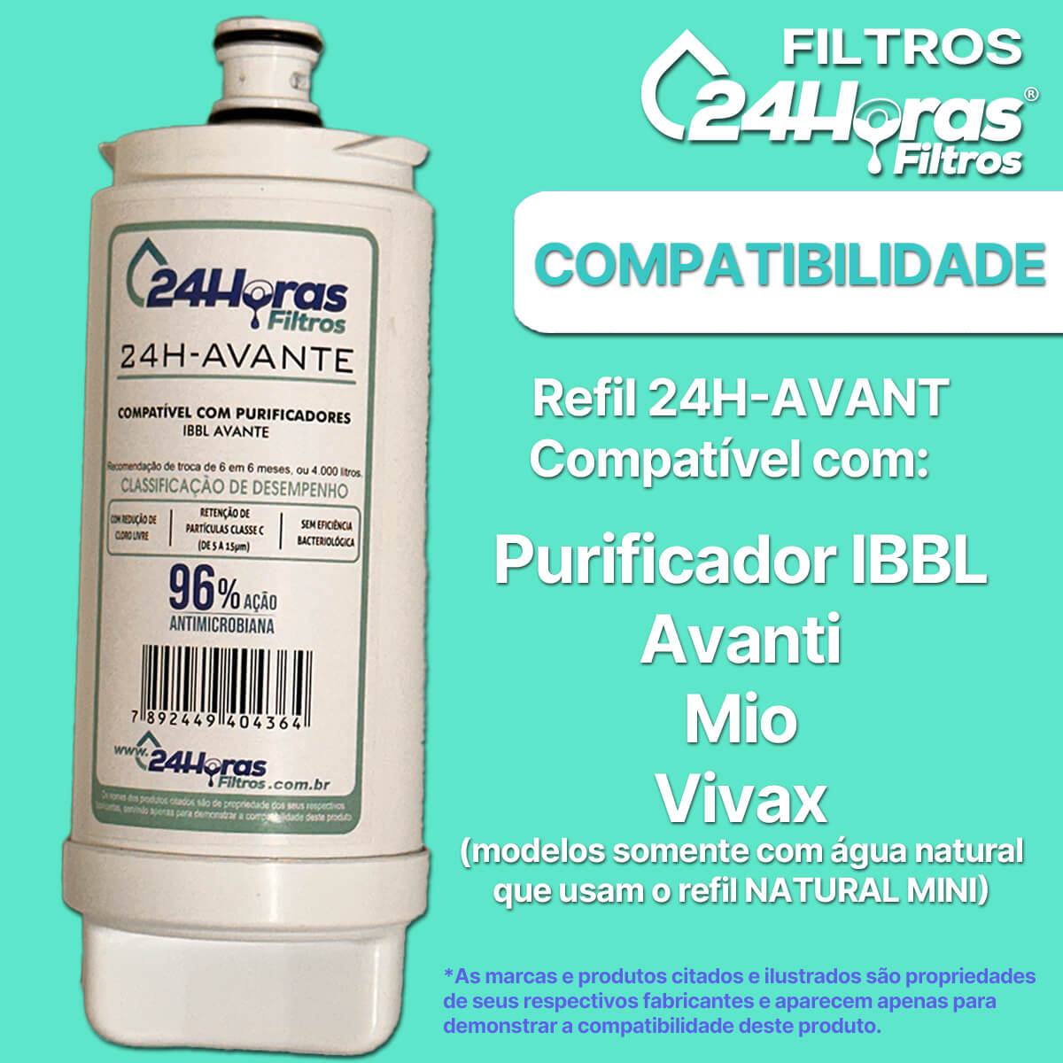 Filtro Refil Compatível Purificador IBBL Avanti Mio Vivax Natural Mini ...