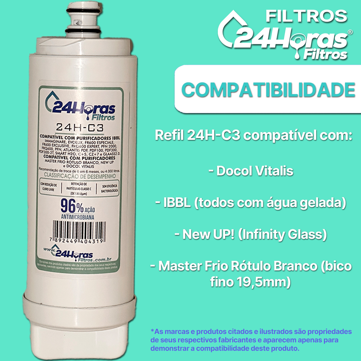 Filtro Refil Compatível Purificador Master Frio Antigo Rótulo Branco 19 ...