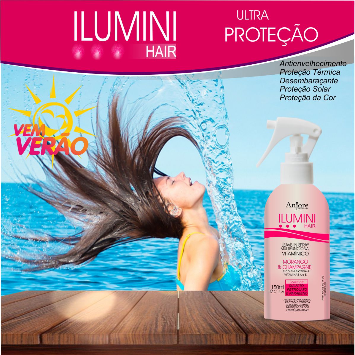 Kit Atacado 12 Leavein Spray Vitamínico Biotina Ilumini Hair Morango ...