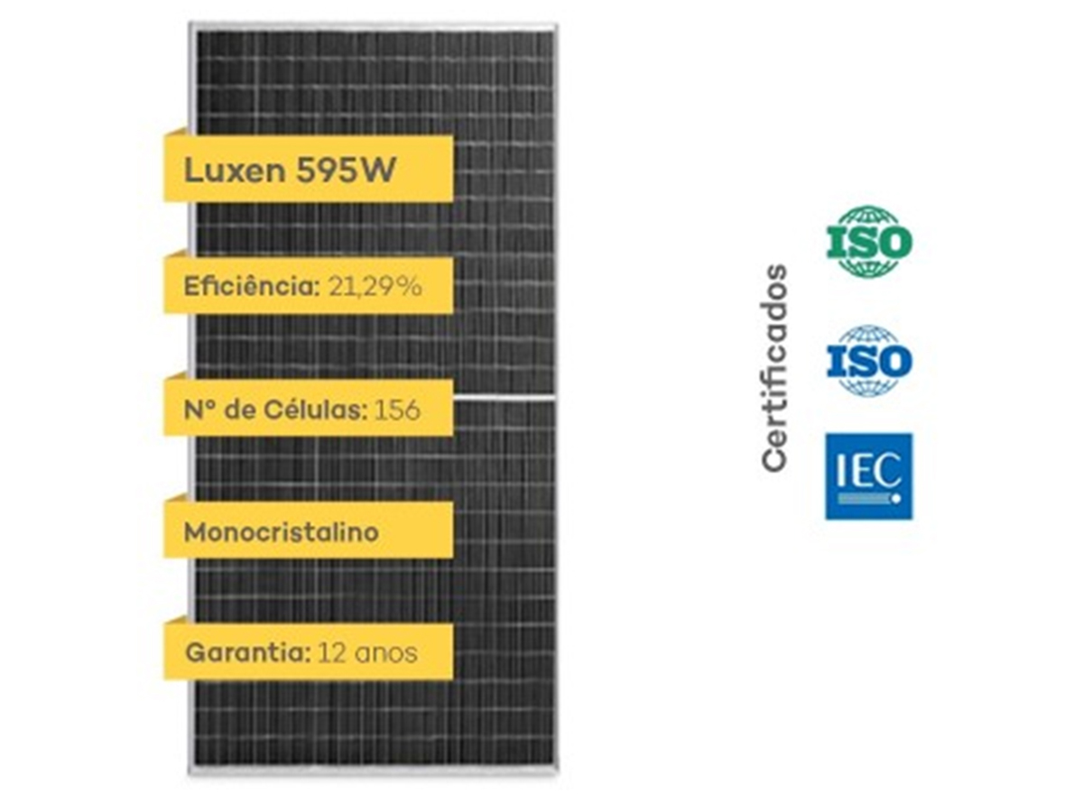 Placa Solar Fotovoltaica 595W Monocristalina - Luxen Solar - Ribsol ...