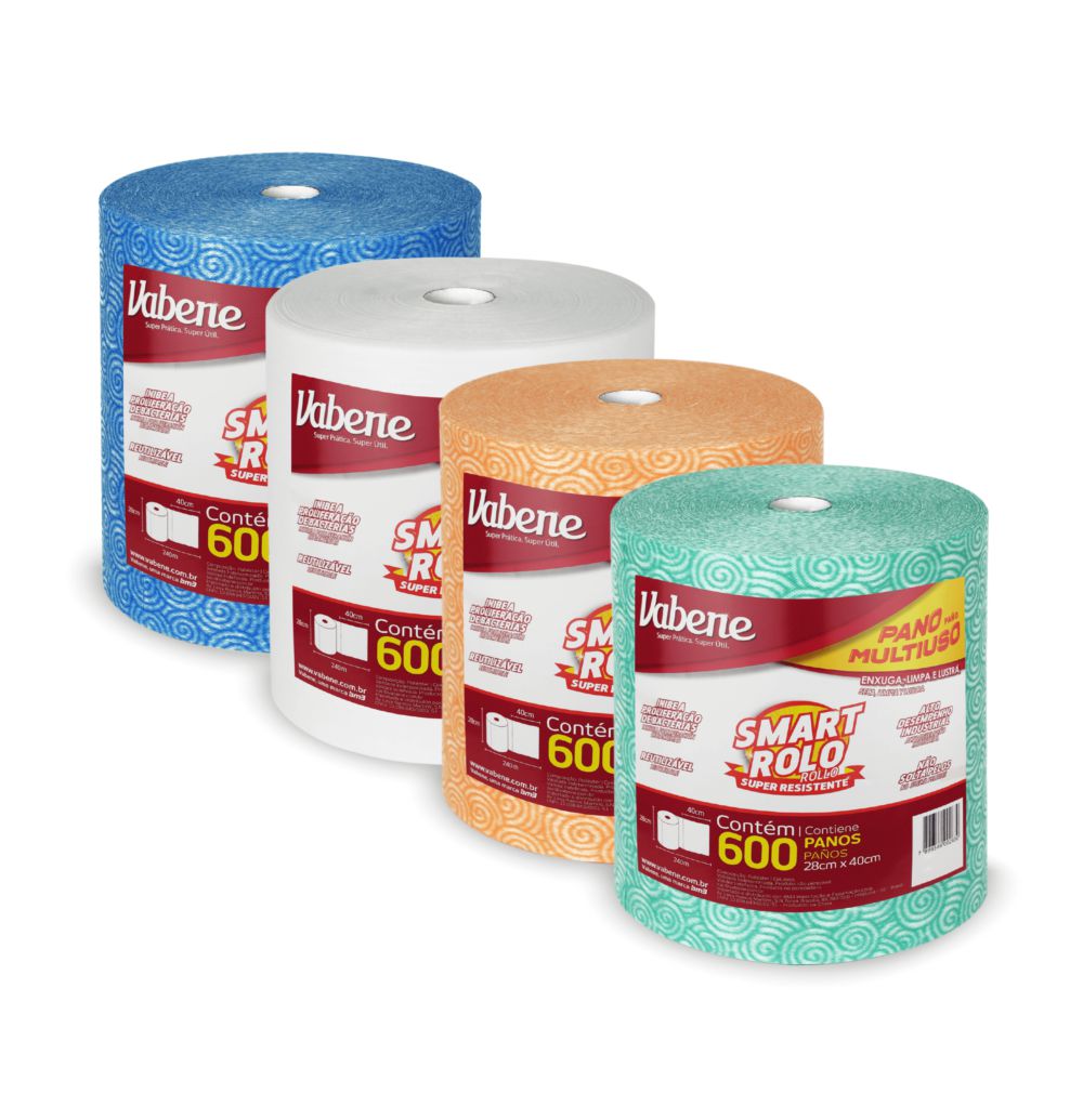 Pano Multiuso Smart Rolo Vabene: 240m, 600 Panos, 35g - Azul - Higiene ...