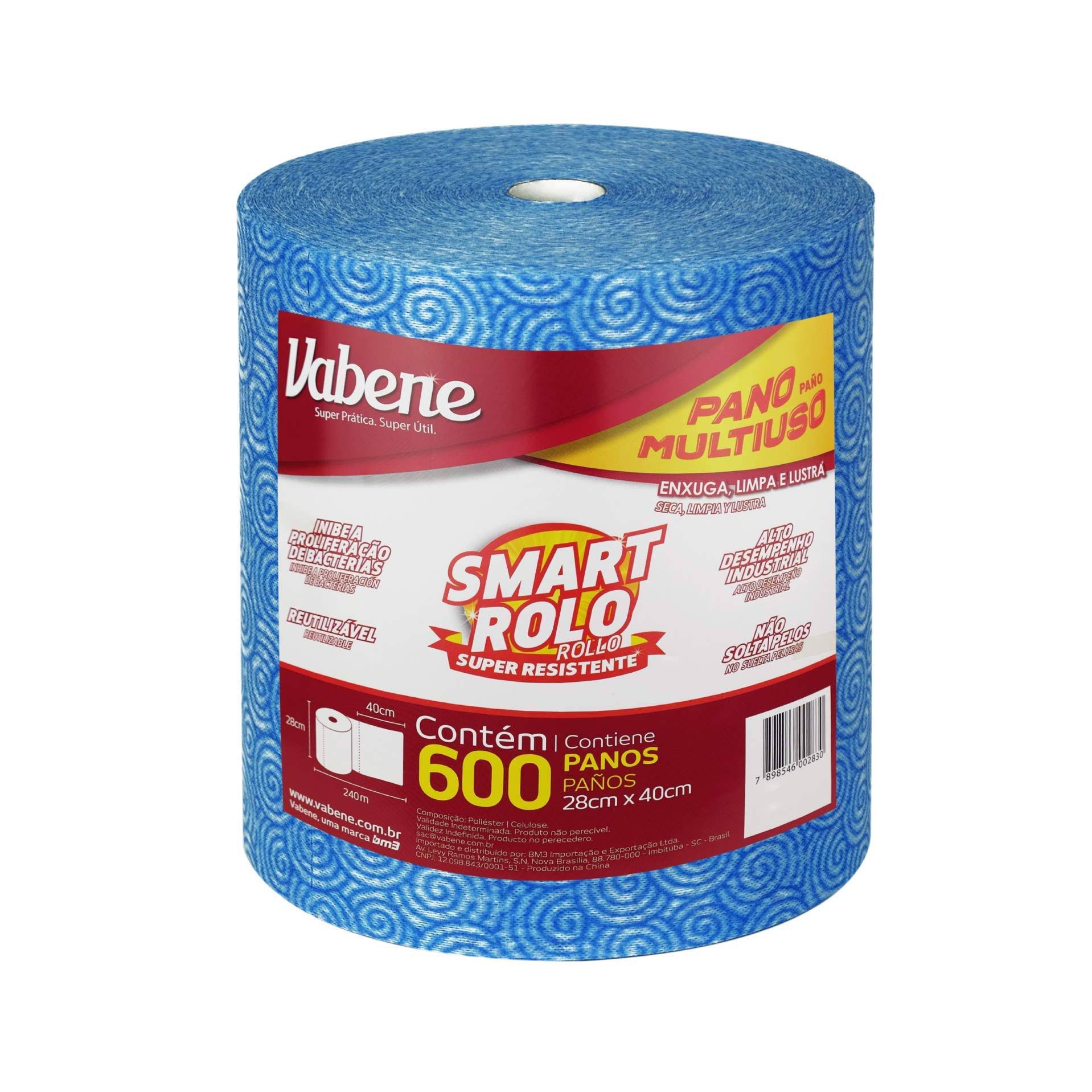 Pano Multiuso Smart Rolo Vabene: 240m, 600 Panos, 35g - Azul - Higiene ...
