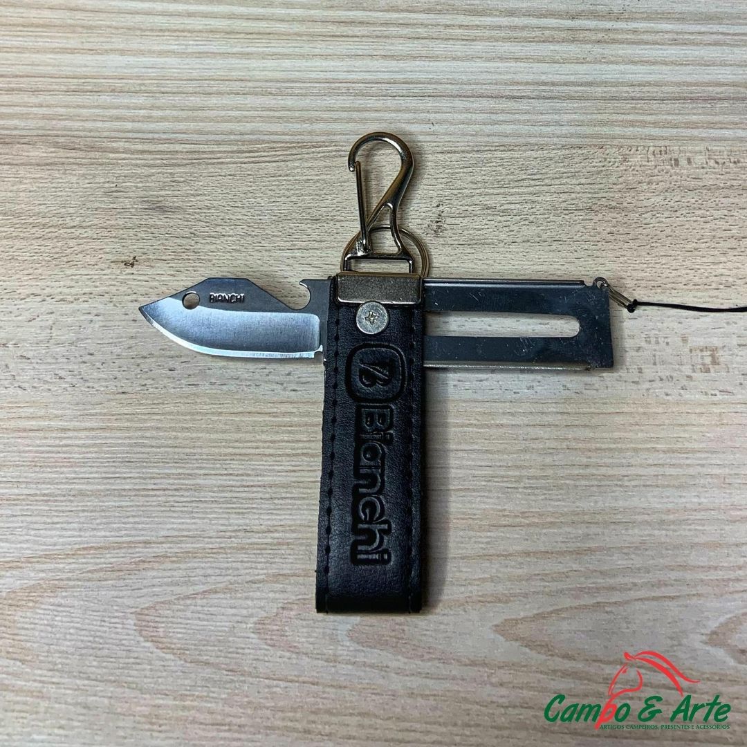 Chaveiro Canivete Aço Inox c/ Engate - Campoearte