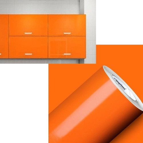 Papel Adesivo Contact Opaco Laranja 45cm X 10 Metros - etiquetasdk