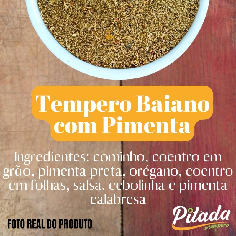 Tempero Baiano Moído com Pimenta - Pitada de Tempero | Loja Online
