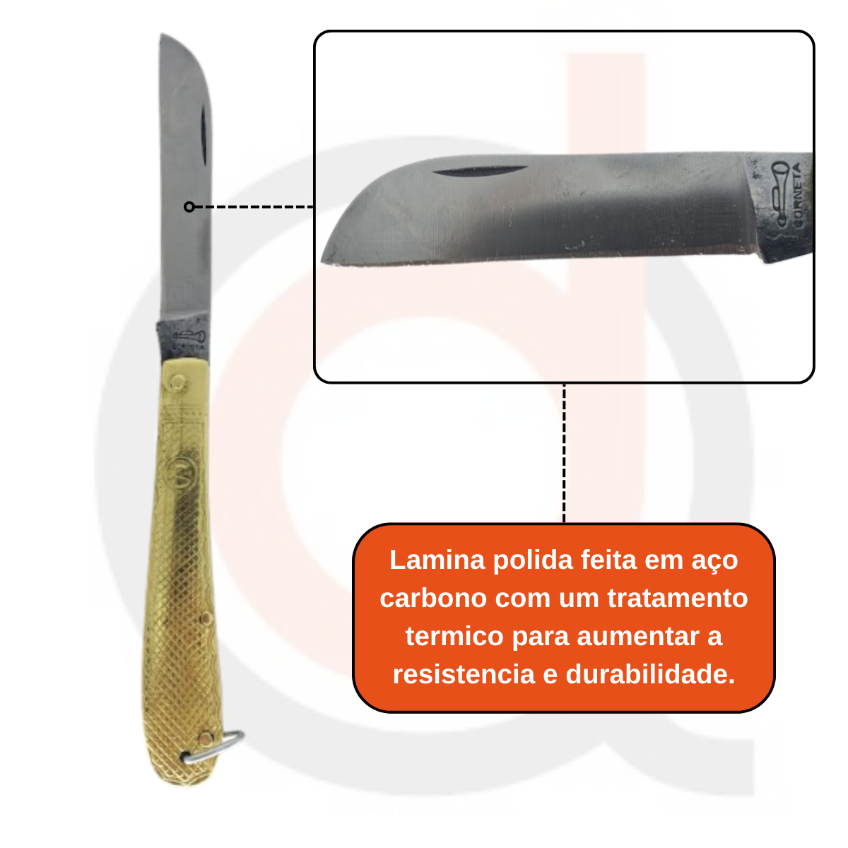 Canivete Escama De Peixe Dourado + Gift Box/bainha Corneta - DQualidade ...