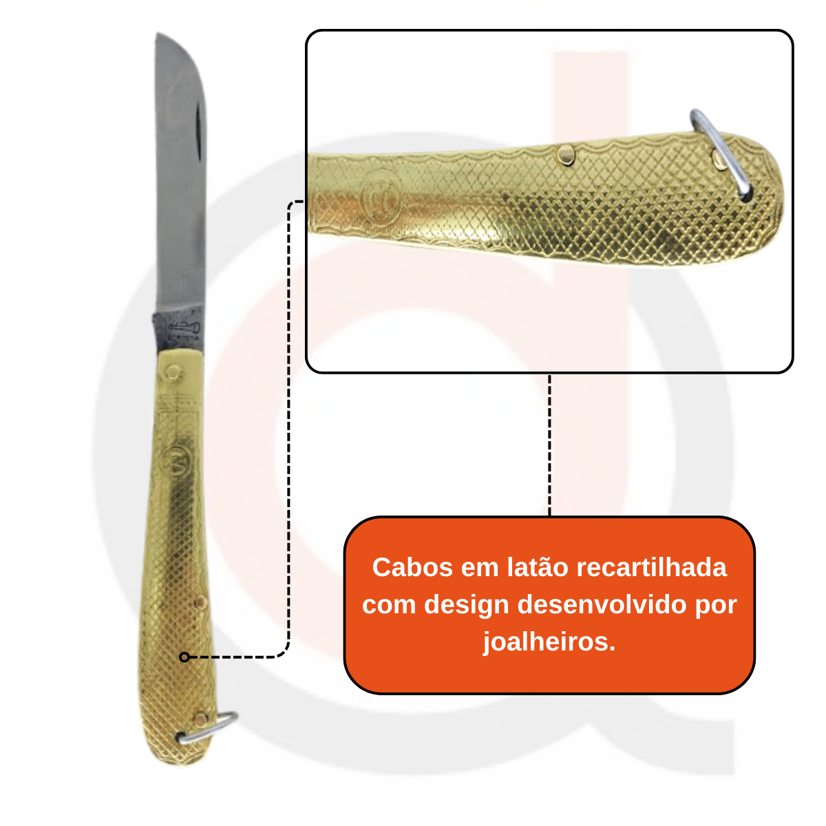 Canivete Escama De Peixe Dourado + Gift Box/bainha Corneta - DQualidade ...