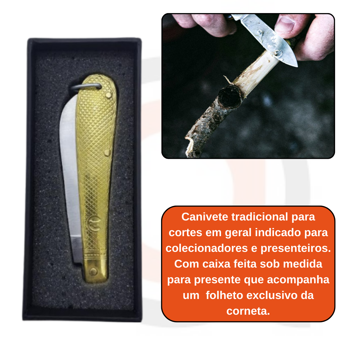 Canivete Escama De Peixe Dourado + Gift Box/bainha Corneta - DQualidade ...
