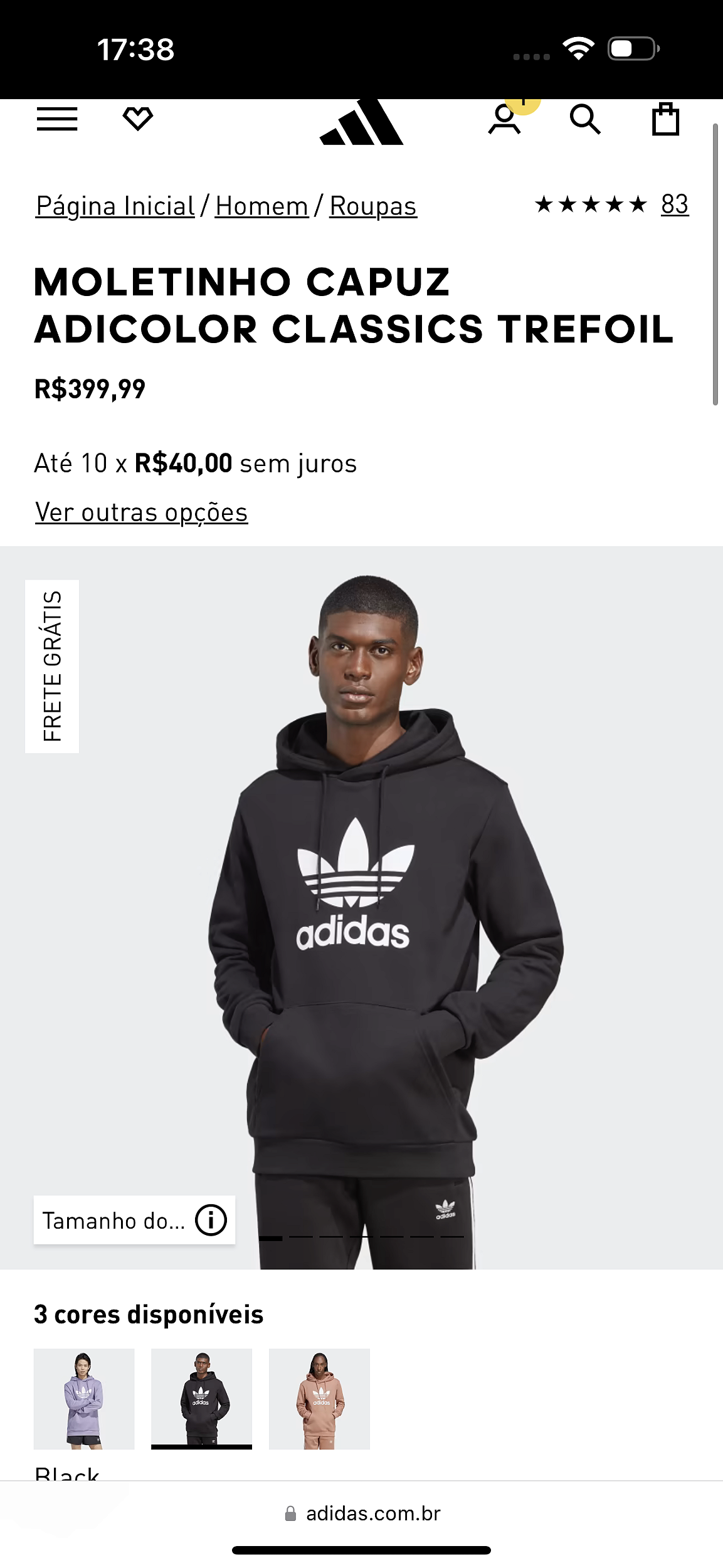 MOLETOM ADIDAS TREFOIL (preto) - Corre de Rua