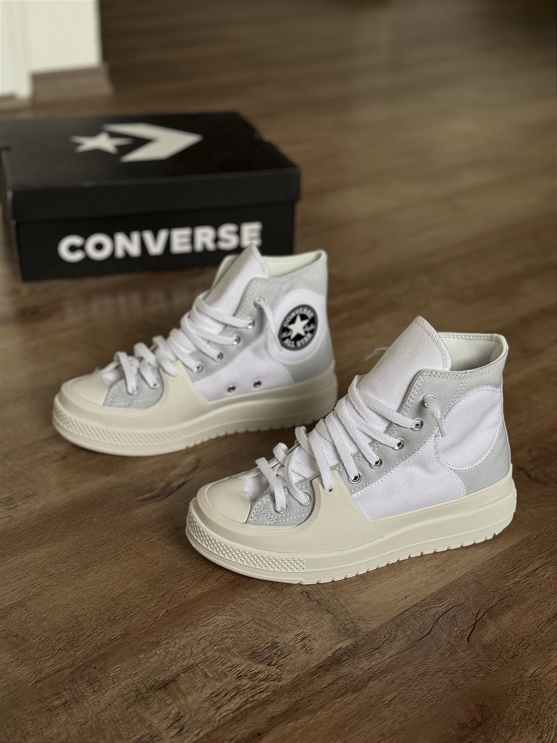 CONVERSE CTAS CONSTRUCT HI (cinza/branco) - Corre de Rua