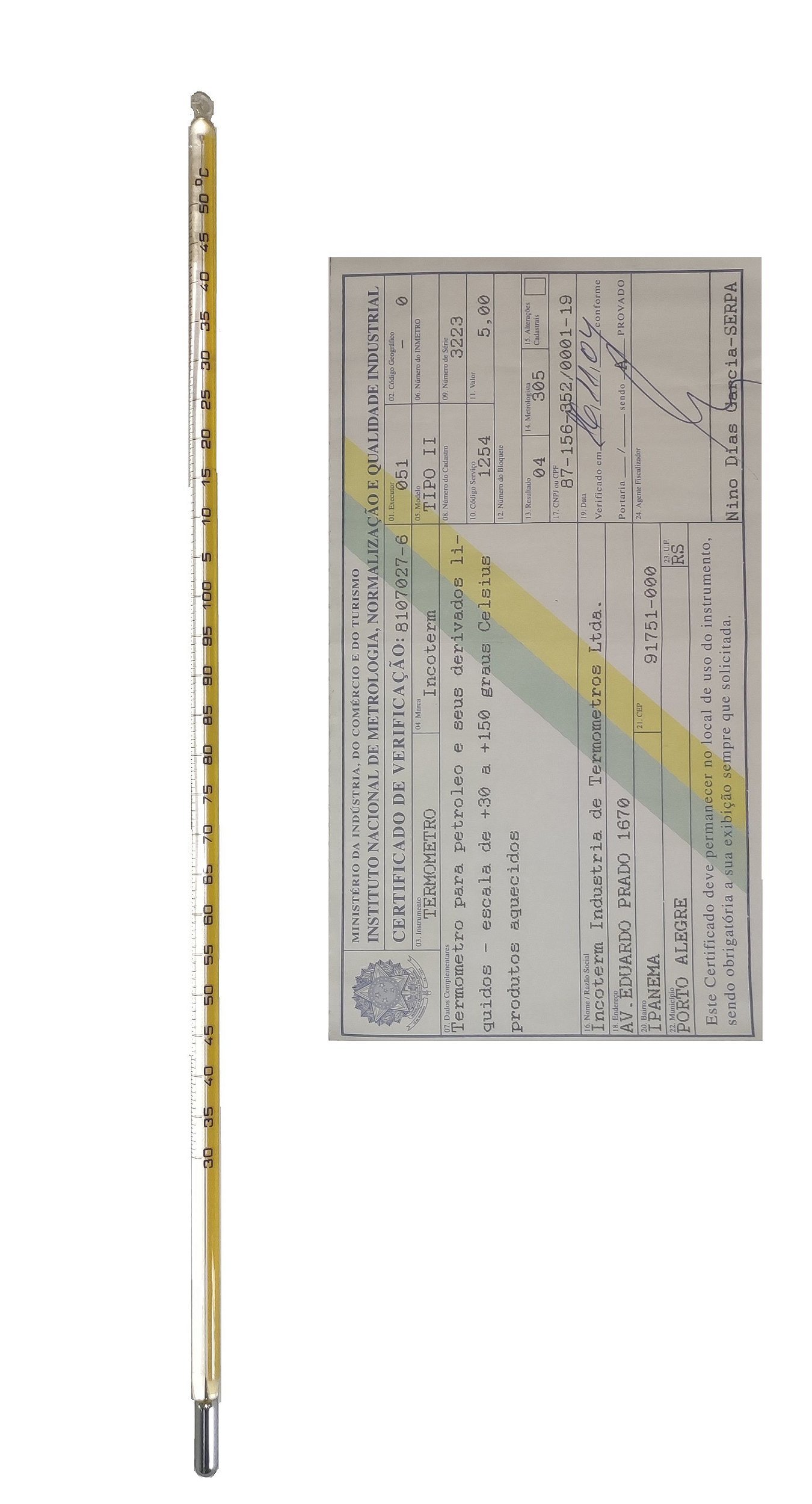 Termômetro Tipo II +30 +150 : 0,5C HG Redondo Amarelo 310+5mm ...