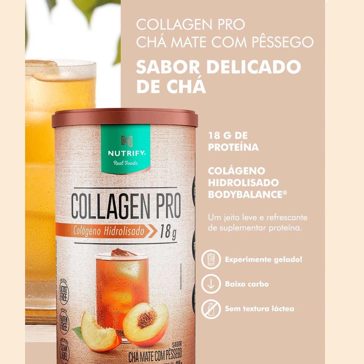 Collagen Pro Body Balance Mate com Pêssego - Nutrify 450g - BS ...