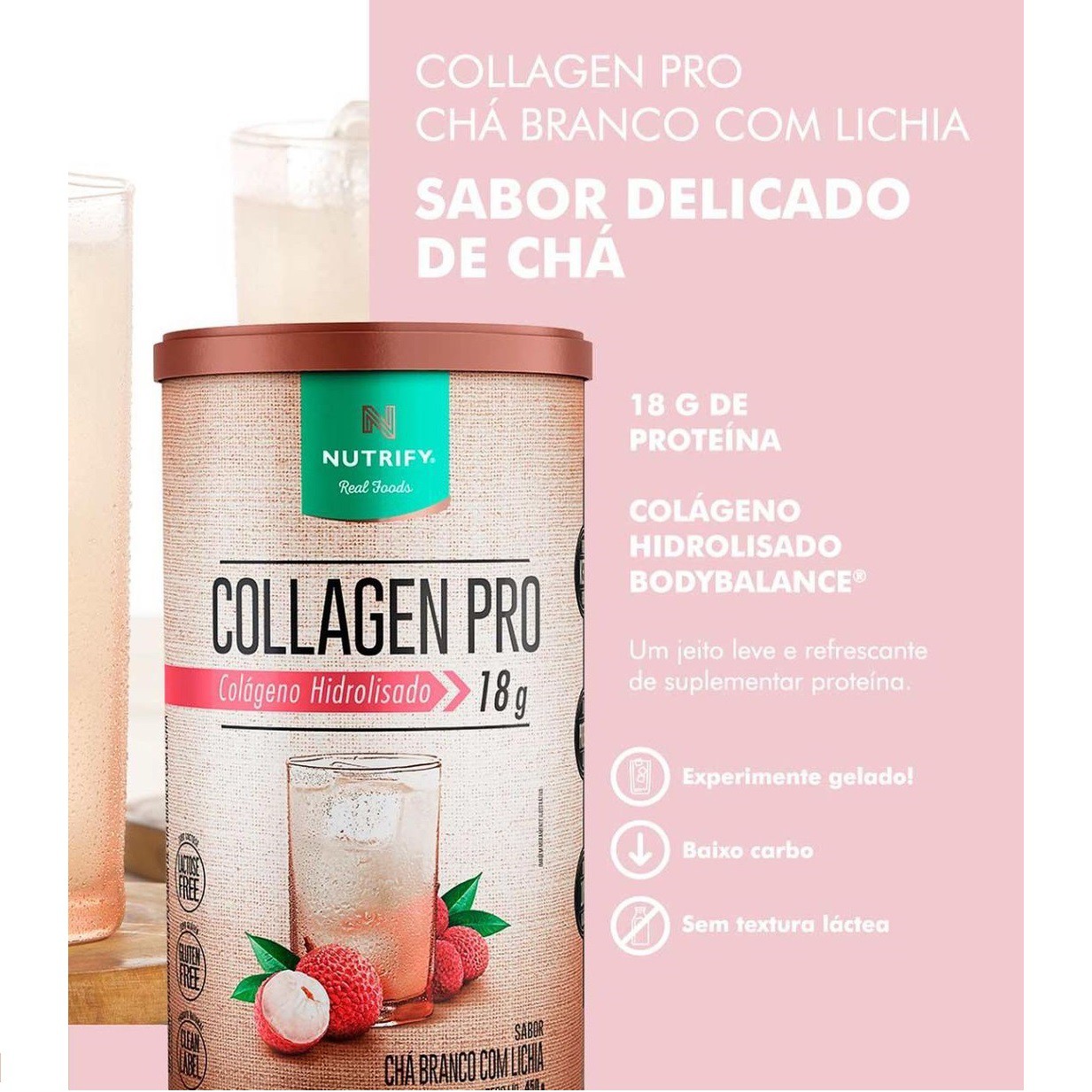 Collagen Pro Body Balance Chá Branco com Lichia - Nutrify 450g - BS ...
