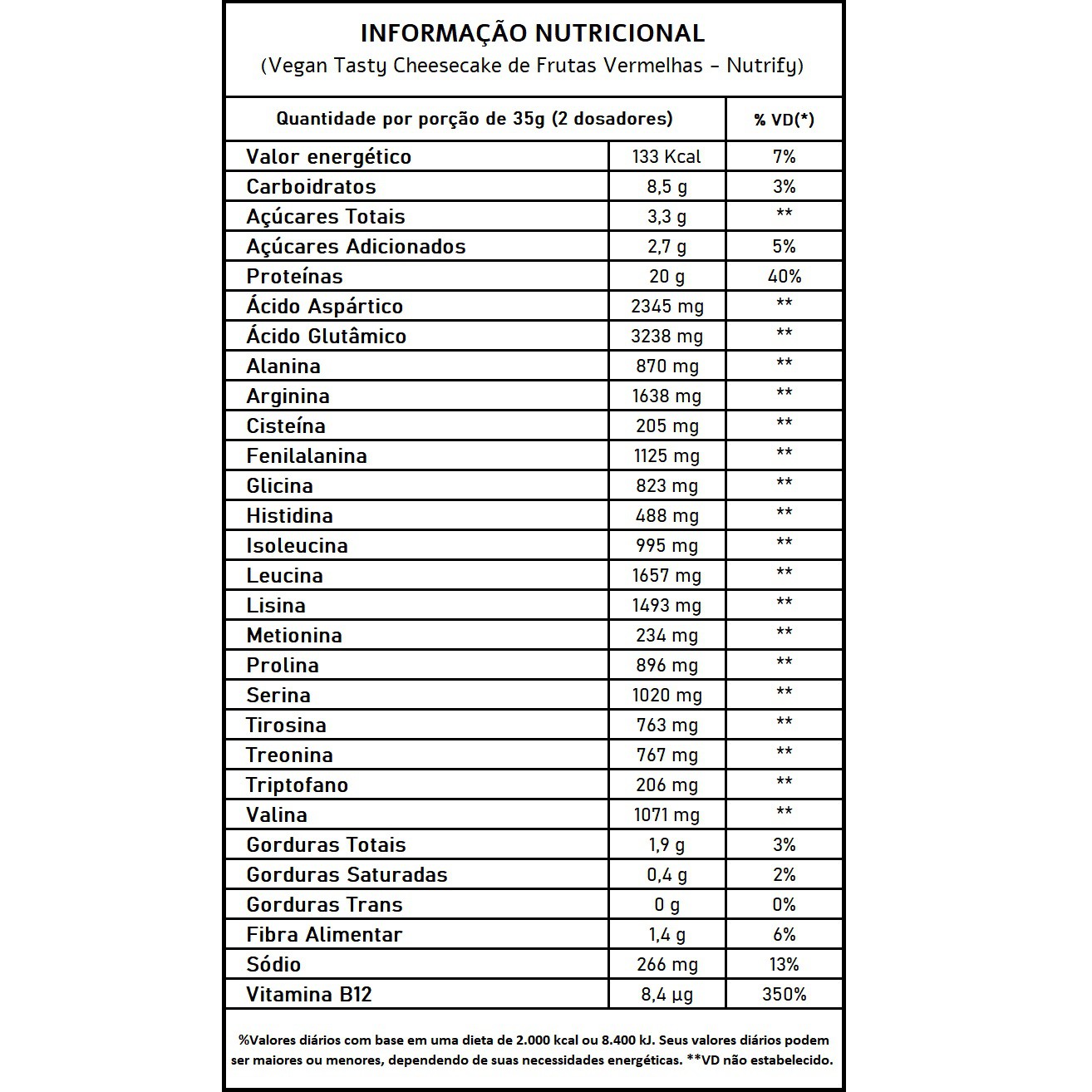 Vegan Tasty Cheesecake de Frutas Vermelhas - Nutrify 420g - BS Nutrition - Distribuindo sabor e ...