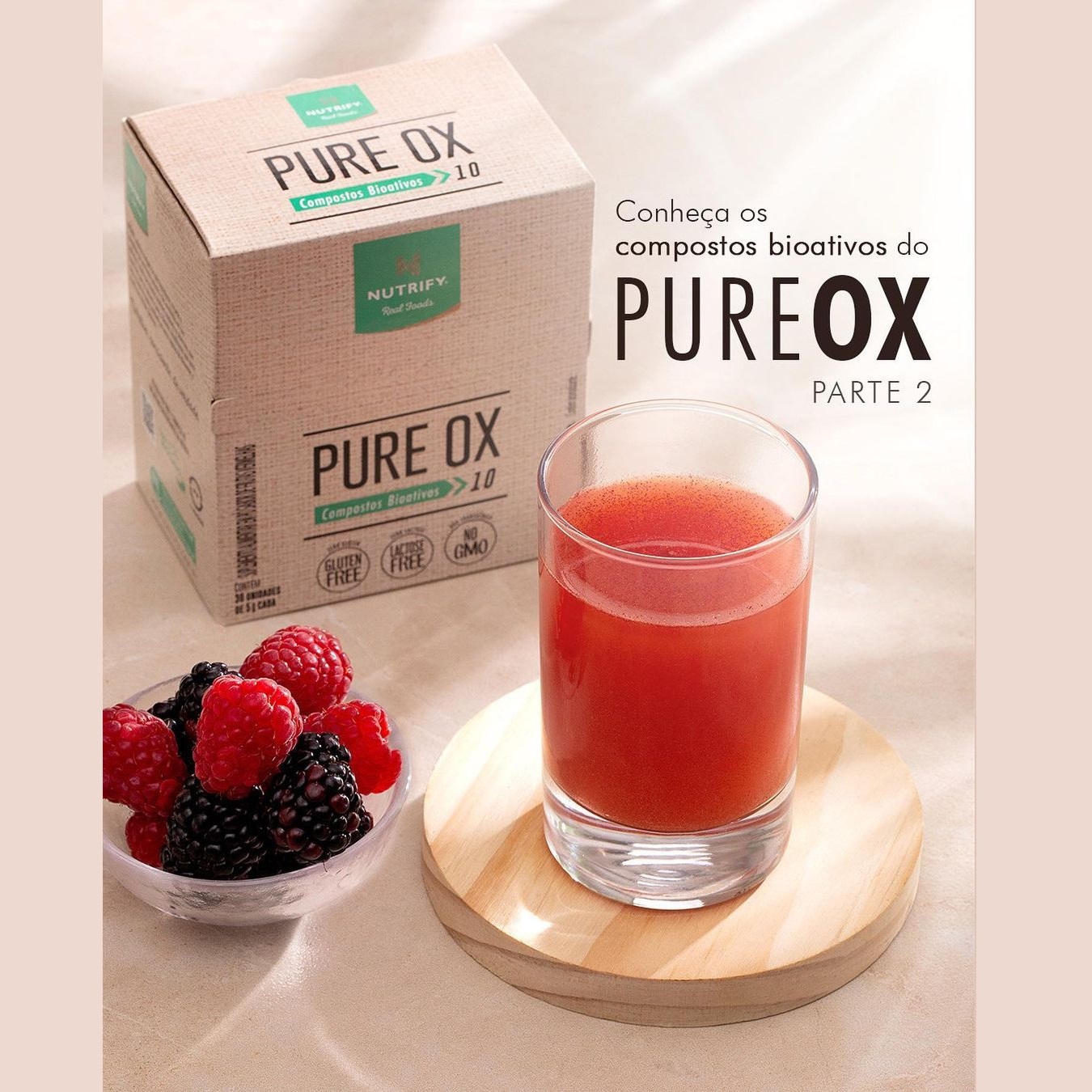 Pure Ox - Antioxidante - Sabor Frutas Vermelhas - Nutrify 30 sachês ...