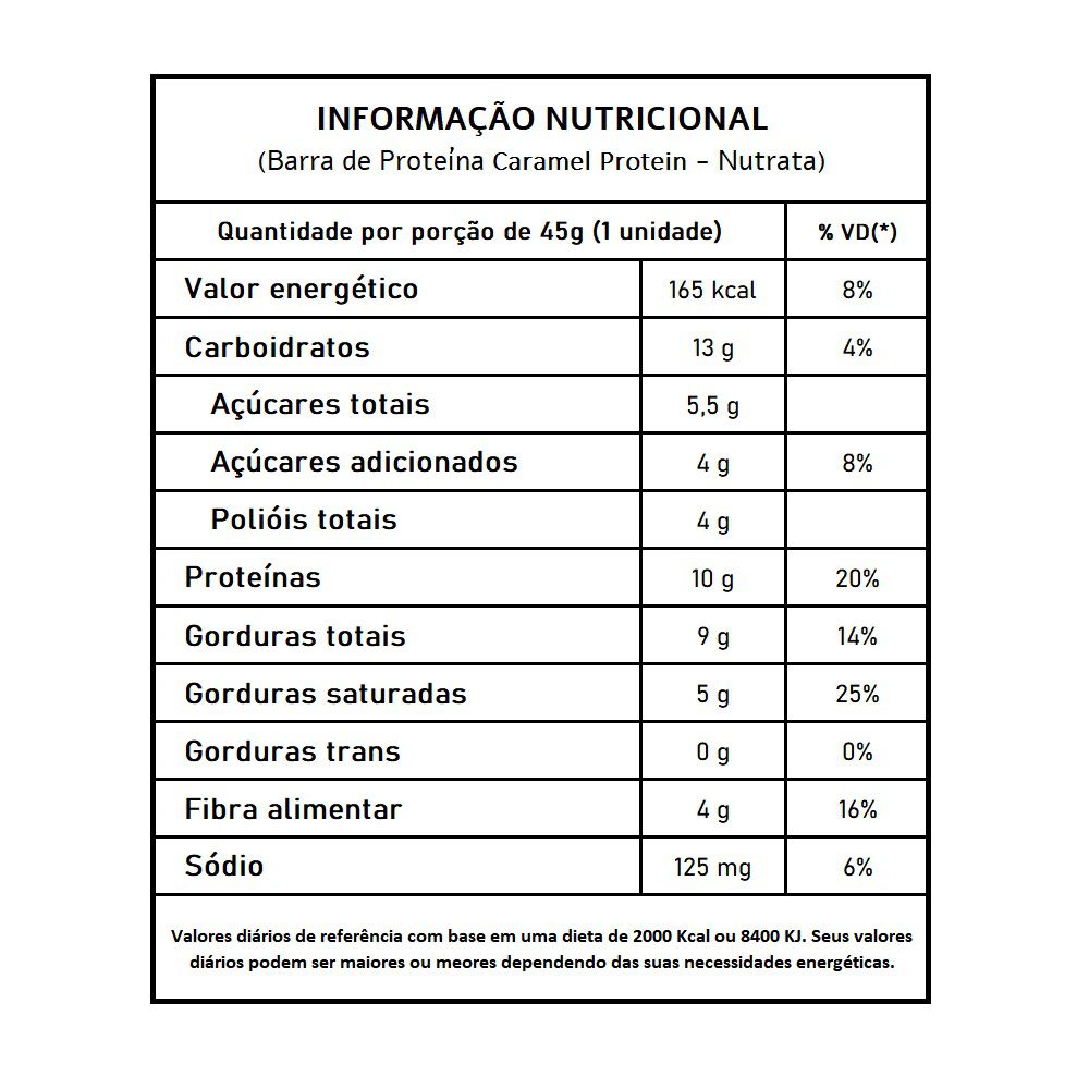 Barra De Proteína Dark Caramel Protein - Nutrata 12 Un. - BS Nutrition ...