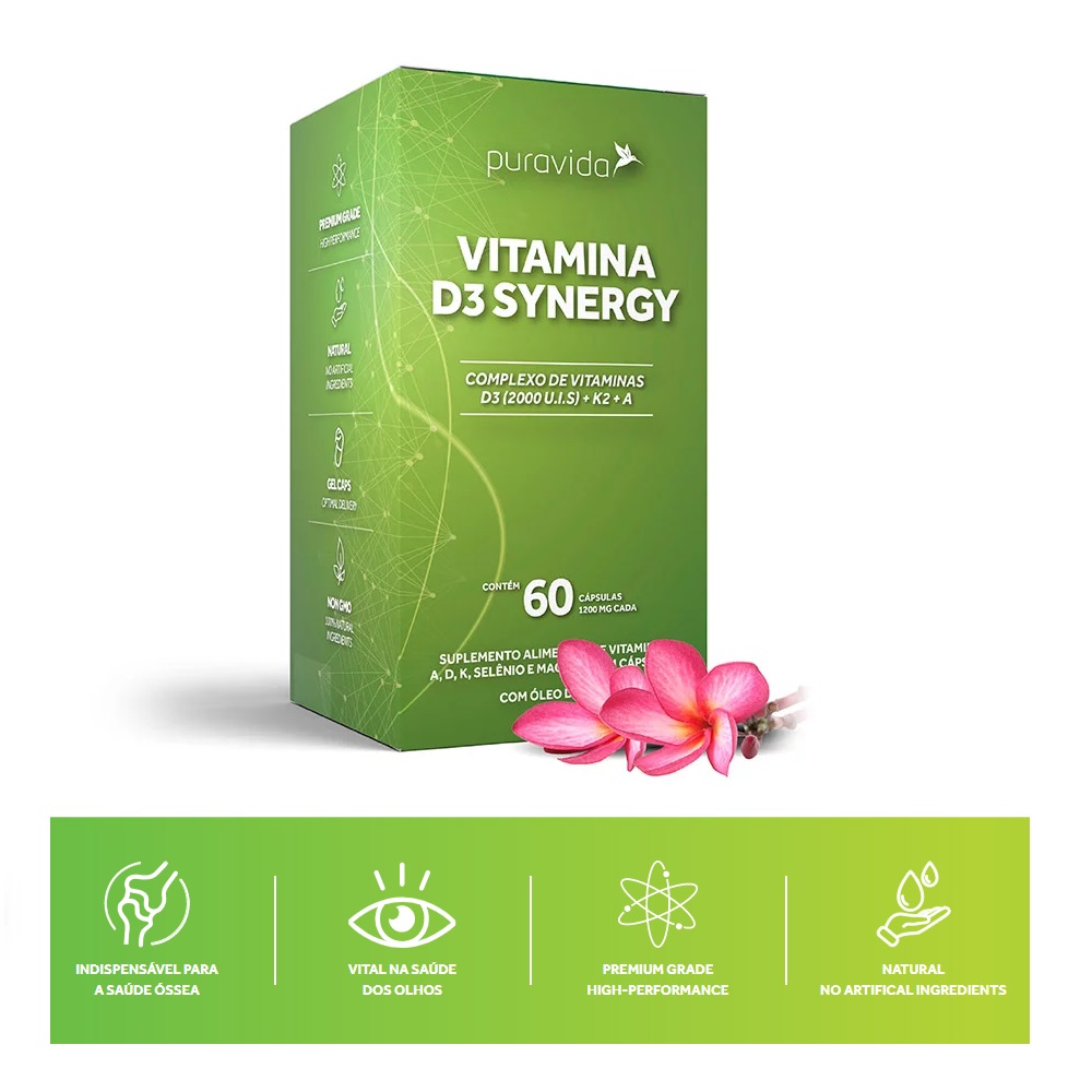 Kit 3x Vitamina D3 Synergy - Puravida 60 cápsulas - BS Nutrition ...