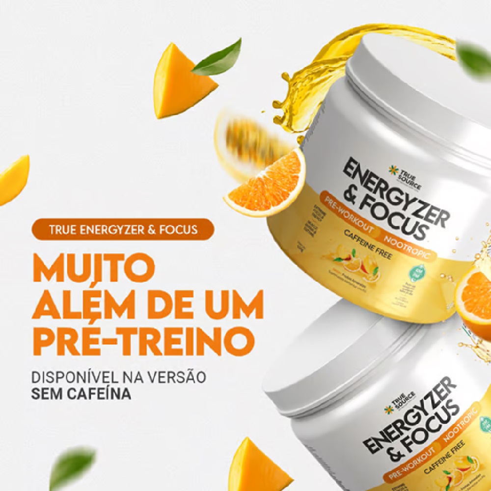 Pré Treino Energyzer Frutas Amarelas - True Source 450g - BS Nutrition - Distribuindo sabor e saúde