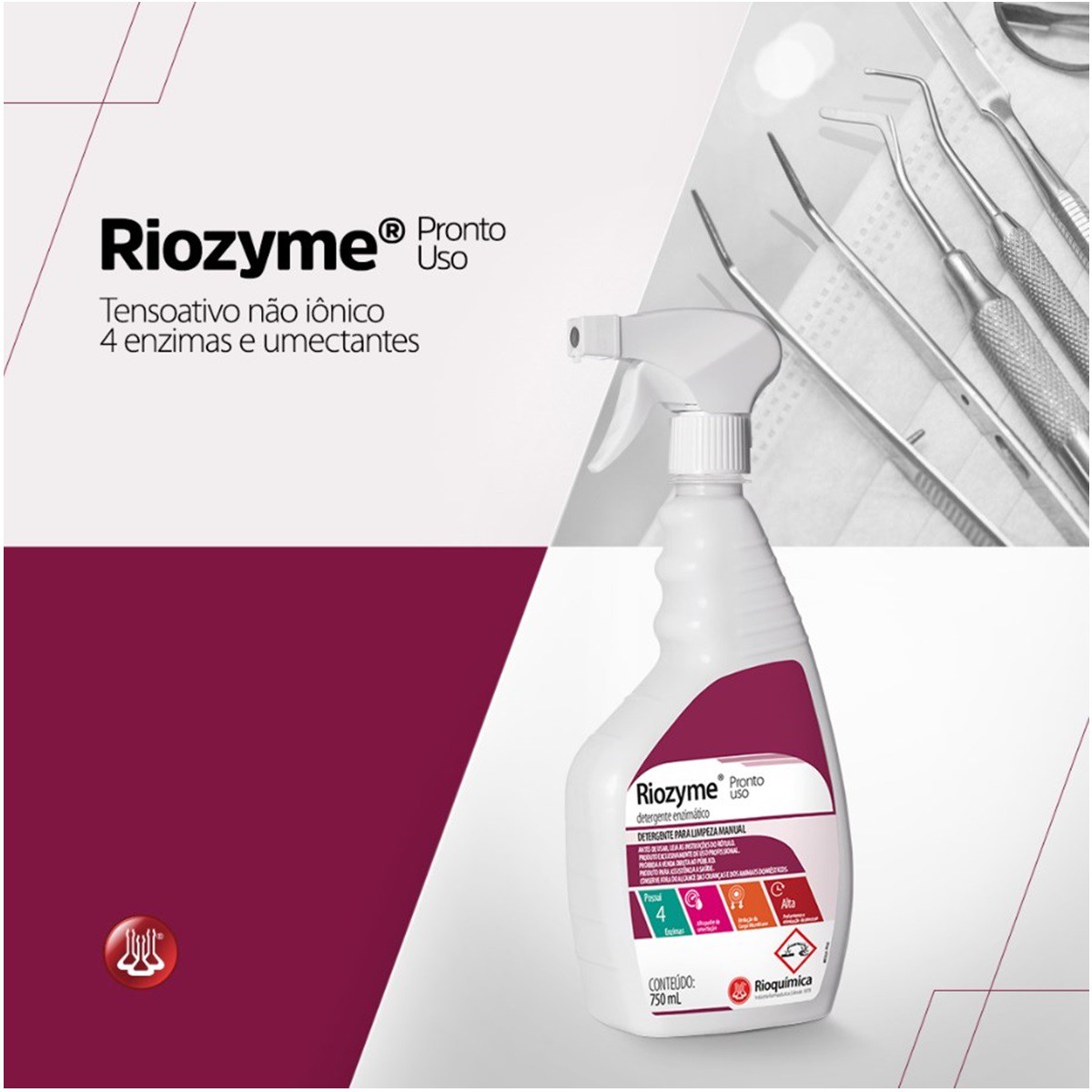 Detergente Enzimático Riozyme Spray 750ml - Rioquimica - Dental PHS ...