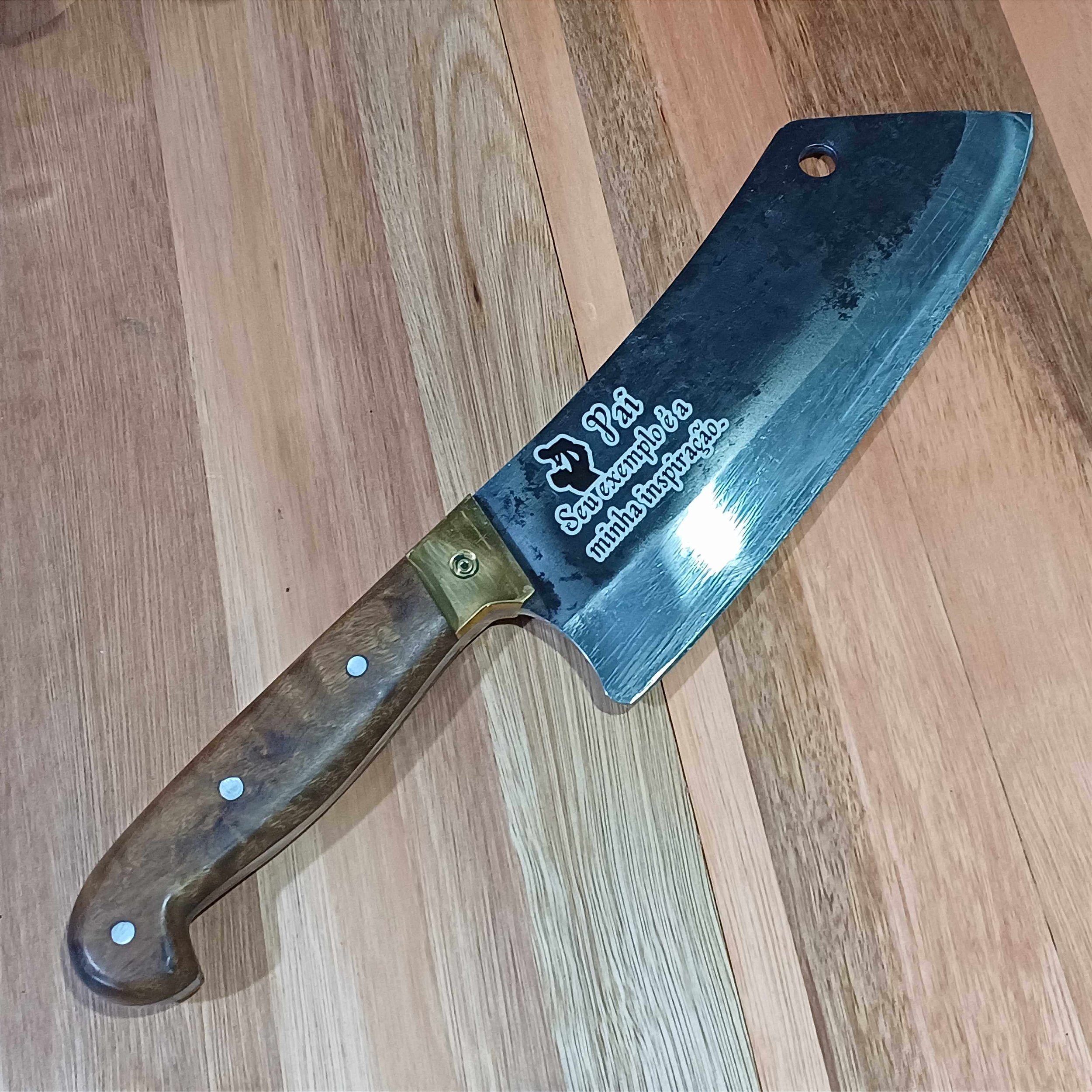 Cutelo Artesanal Personalizado Lâmina 8" Rústica Brute Forge Aço ...