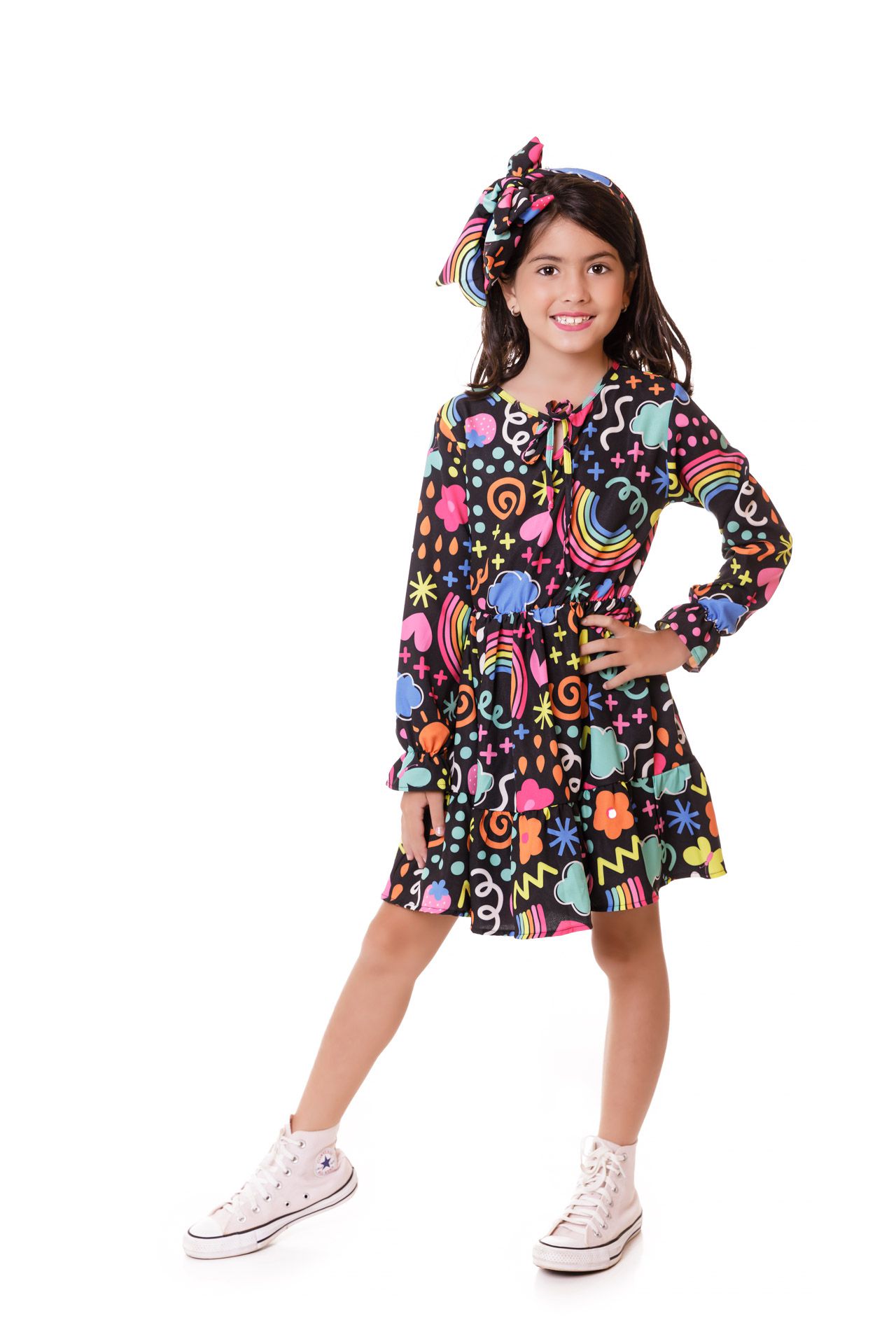 VESTIDO INFANTIL MENINA MANGA LONG LIVIA - BODY KIDS GYN